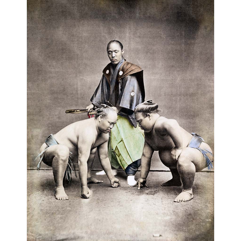 Art Print | Sumo Wrestlers and Referee – Old Japan Shop